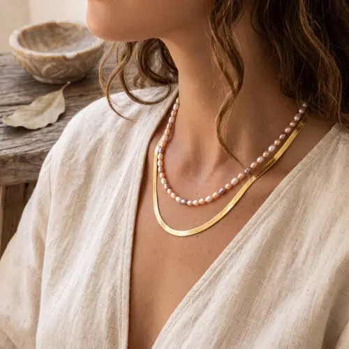 SEVEN SAINTS Tri-color Freshwater Baroque Pearl Choker Necklace - Silver