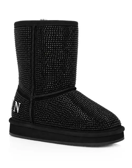 Philipp Plein Fake Suede Winter Boots Strass - Black