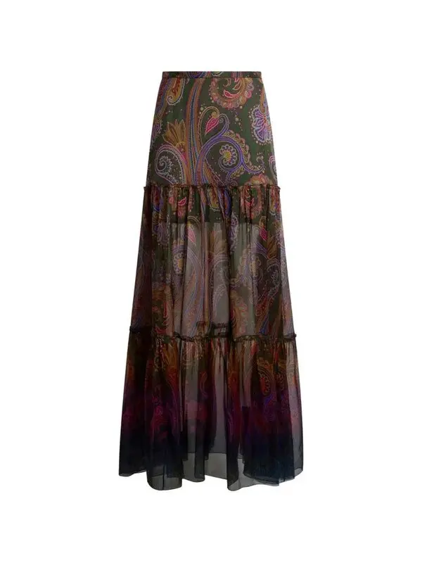 Etro Paisley-print Silk Maxi Skirt
