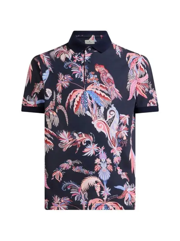 Etro Palm And Parrot Print Polo Shirt - Multi