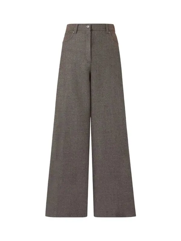 Max Mara Wide-leg Felted Wool Trousers Brown