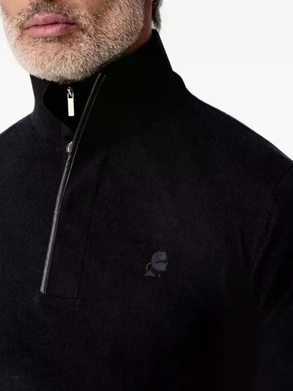 Karl Lagerfeld Quarter-zip Logo-embroidered Sweater