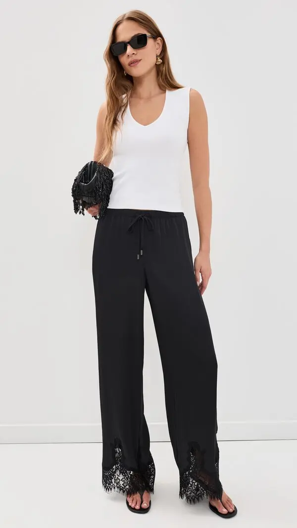 L'Agence Mirel Lace Trim Drawstring Pants
