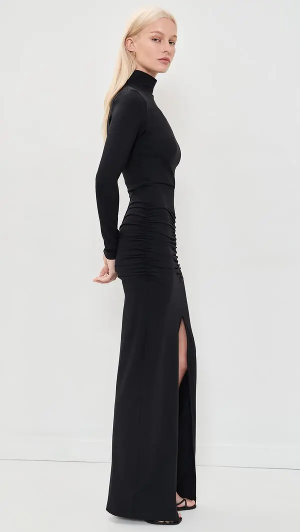 Susana Monaco Mock Neck Slit Front Dress