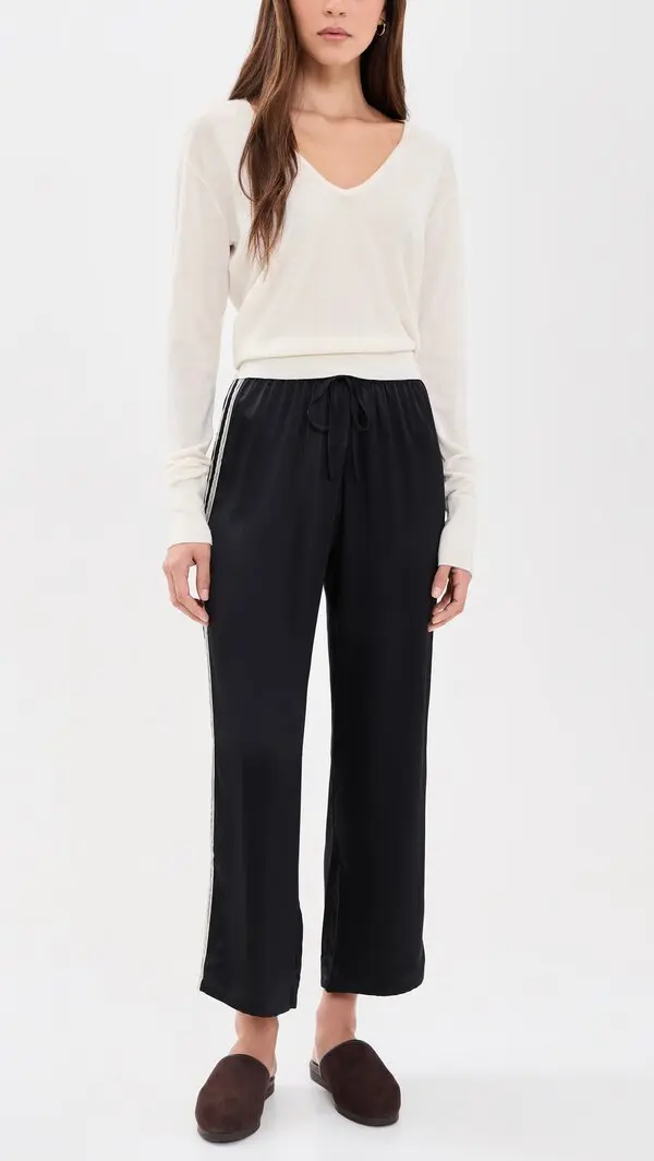 Donni. The Silk Lace Stripe Crop Pants