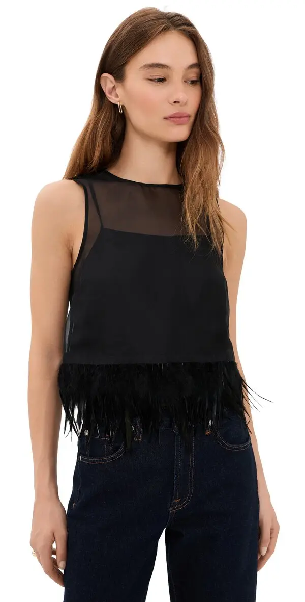 Staud Avi Silk Top - Black