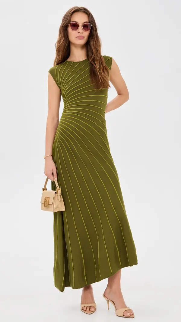AMUR Freya Pleated Knit Dress
