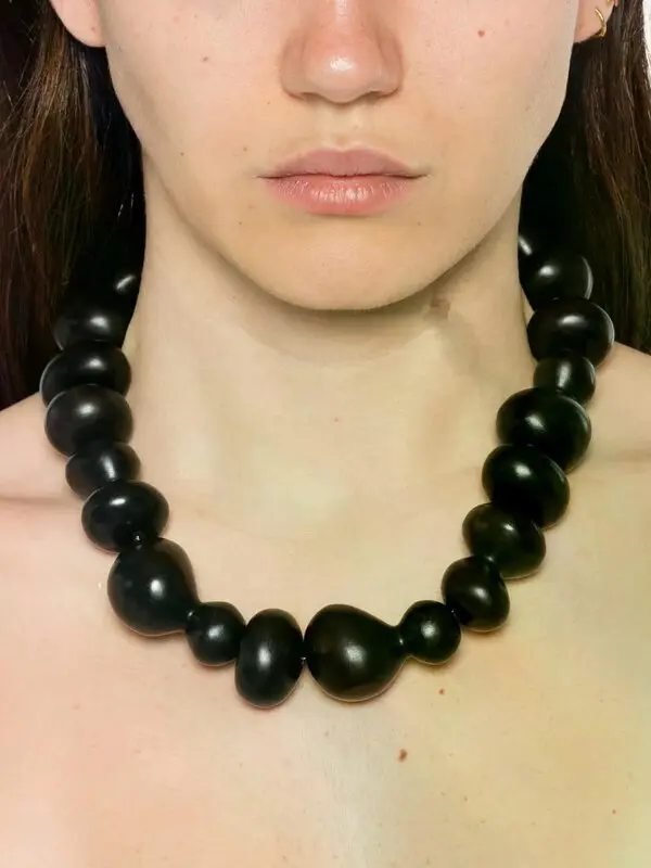 Max Mara Ghana-wood Beaded Necklace - Black