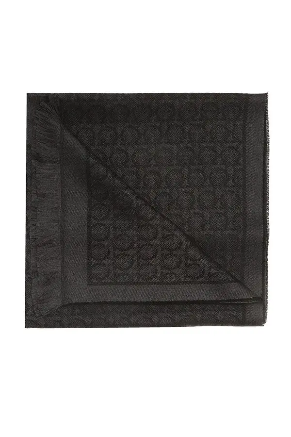FERRAGAMO Scarf With 'gancini' Motif - Grey