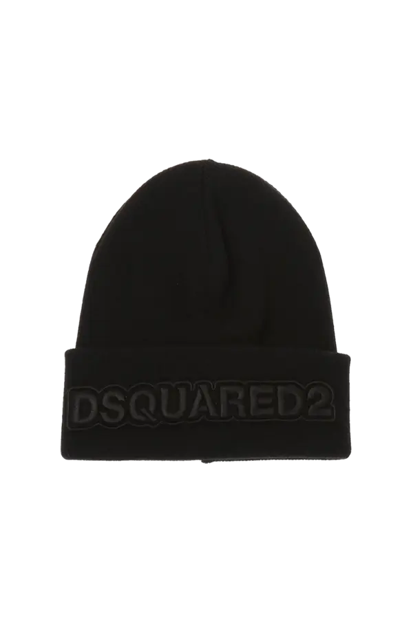 Dsquared2 Beanie With Embroidered Logo - Black