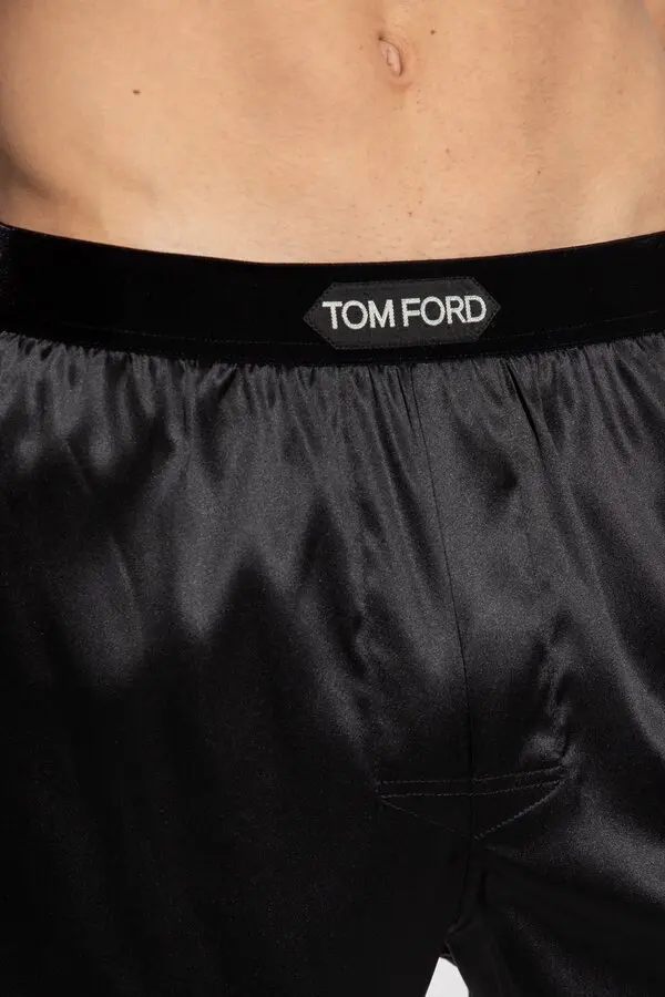 TOM FORD Silk Boxer Shorts With Logo