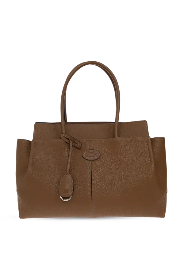 TOD'S Leather Tote Bag With Logo - Brown