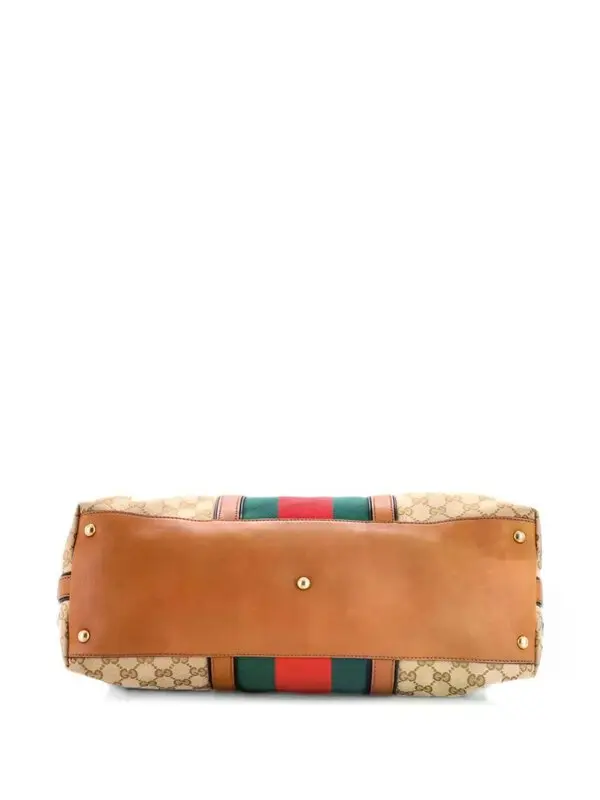 Gucci Rania Convertible Top Handle Bag Web Gg Canvas Medium Tote Bag