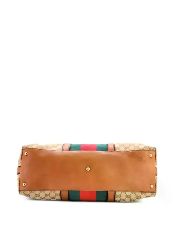 Gucci Rania Convertible Top Handle Bag Web Gg Canvas Medium Tote Bag - Brown