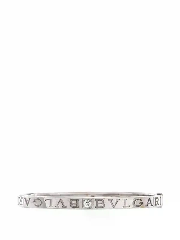 BVLGARI Bangle 18k White Gold With 2 Diamonds Bracelet