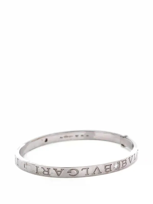 BVLGARI Bangle 18k White Gold With 2 Diamonds Bracelet