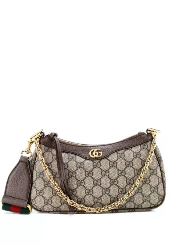 Gucci Ophidia Charm Shoulder Bag Gg Coated Canvas Small Crossbody Bag - Brown