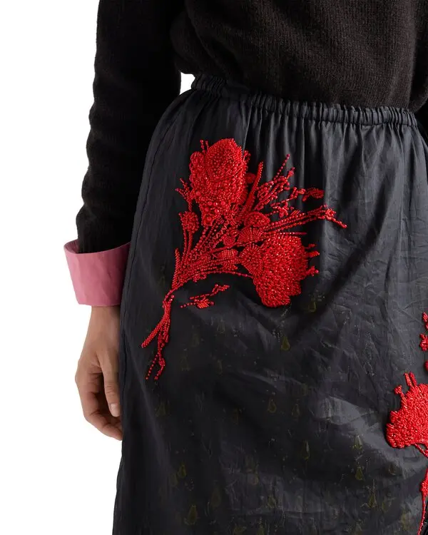 Prada Embroidered Organdy Midi-skirt