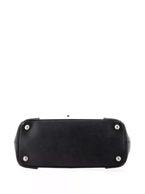 Prada Bicolor Double Zip Lux Saffiano Leather Small Tote Bag