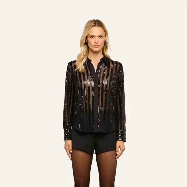 L'Agence Dyana Sequin Blouse Top