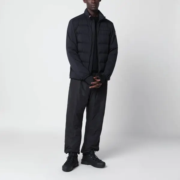 Moncler Navy Zip-up Jacket In Nylon - Blue