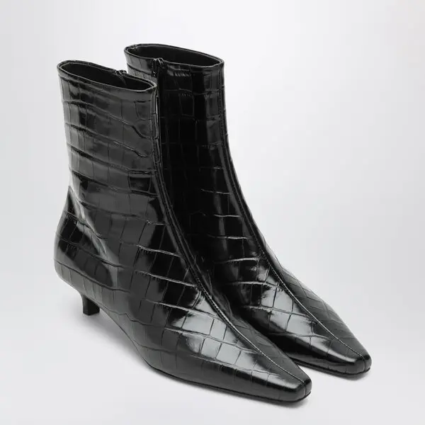 TOTEME Crocodile-effect Leather Ankle Boots