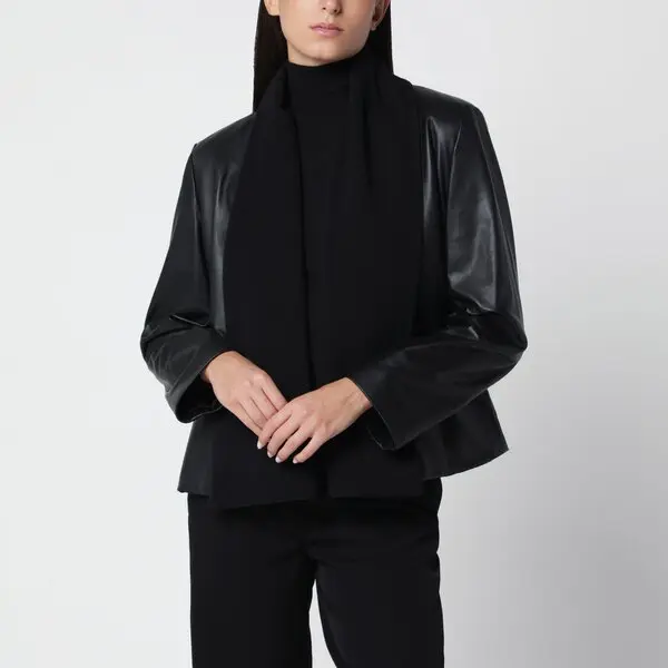 TOTEME Leather Jacket With Scarf Collar - Black
