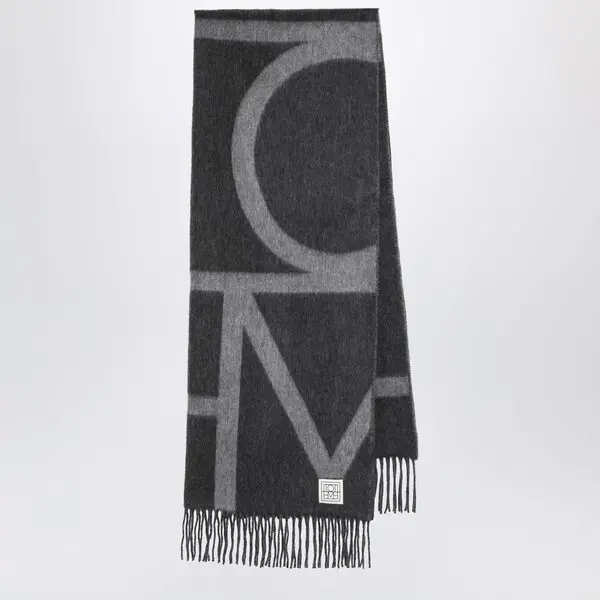 TOTEME Dark Melange Scarf In Brushed Wool
