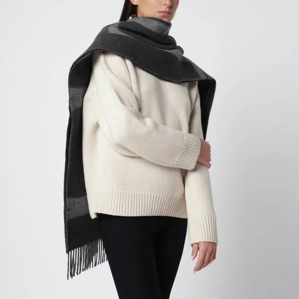 TOTEME Dark Melange Scarf In Brushed Wool