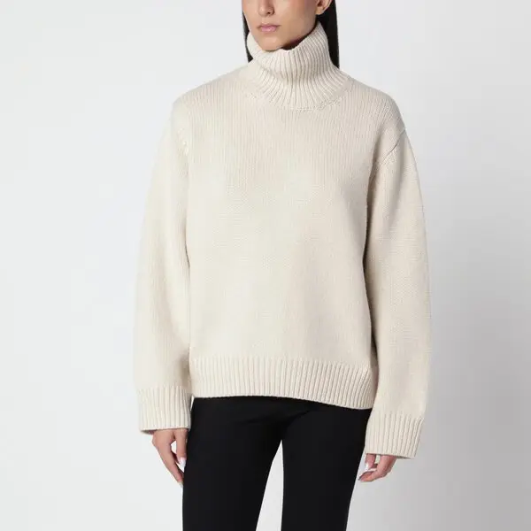TOTEME Oversized Almond-colored Wool Turtleneck - Beige