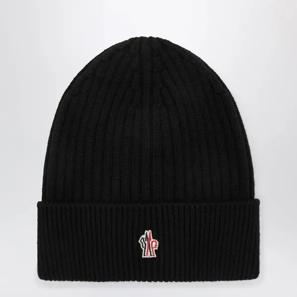 Moncler Ribbed Wool Cap - Black