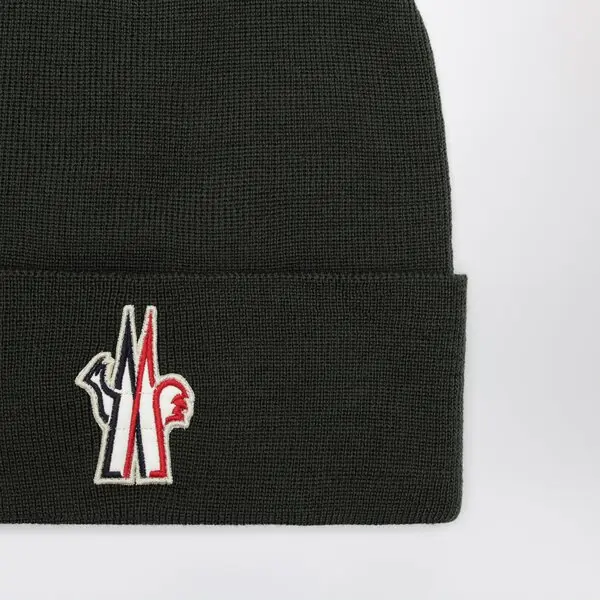 Moncler Olive Hat In Pure Wool