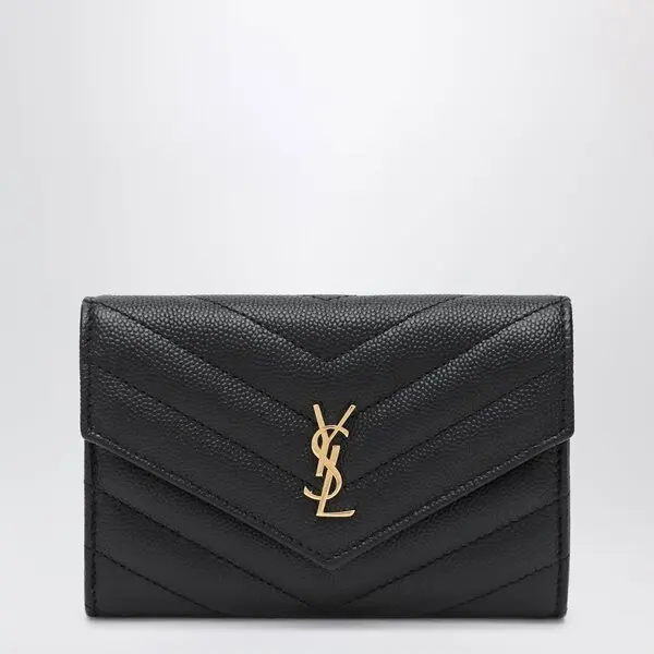 Saint Laurent Small Leather Envelope Wallet - Black
