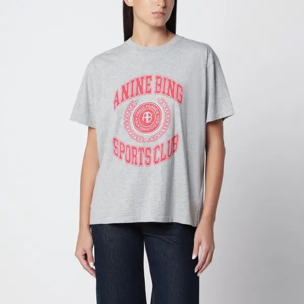 ANINE BING Cade Tee Collegiate Gray Cotton T-shirt - Grey