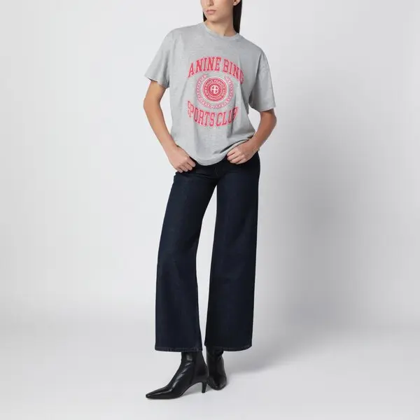 ANINE BING Cade Tee Collegiate Gray Cotton T-shirt