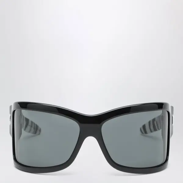 Bottega Veneta Black Sunglasses With Zebra-patterned Temples - Grey