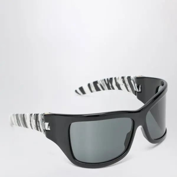 Bottega Veneta Black Sunglasses With Zebra-patterned Temples