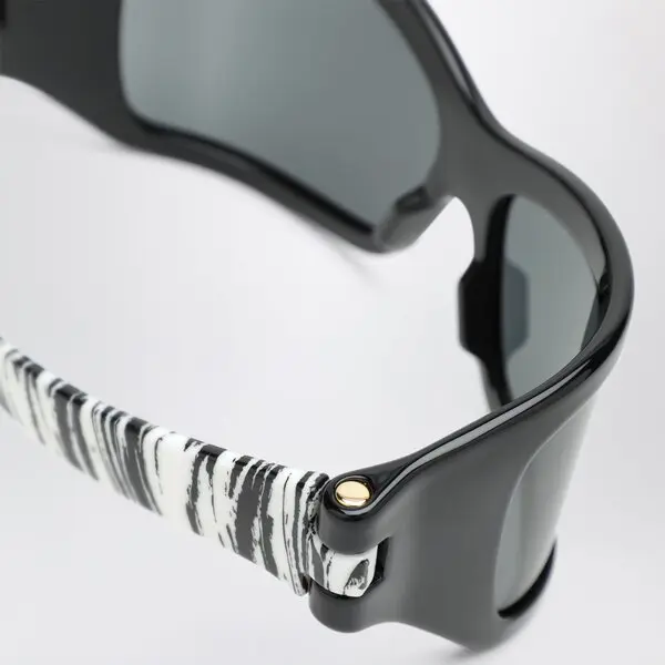 Bottega Veneta Black Sunglasses With Zebra-patterned Temples
