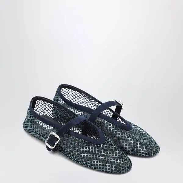 Alaïa Midnight Mesh Ballerinas With Rhinestones - Blue