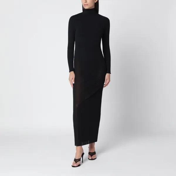 Alaïa Long Fitted Jersey Dress - Black