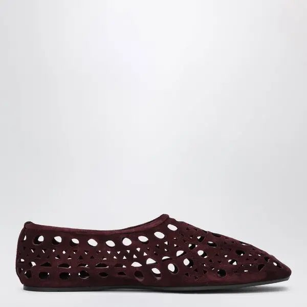 Alaïa Cherry Suede Vienne Perforated Slippers - Red