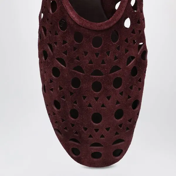 Alaïa Cherry Suede Vienne Perforated Slippers