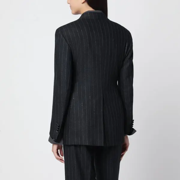 Tagliatore Anthracite Double-breasted Pinstripe Jacket