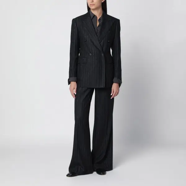 Tagliatore Anthracite Pinstripe Trousers