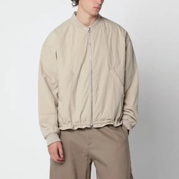 You Must Create Beige Zip-up Bomber Jacket In Nylon