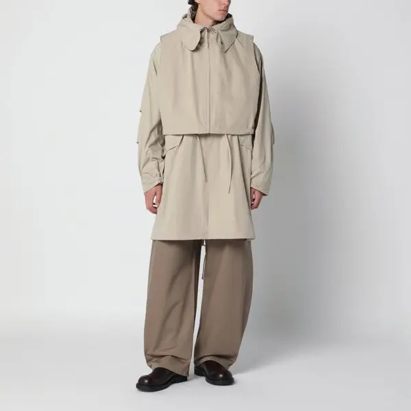 You Must Create Beige Layered Parka In Nylon