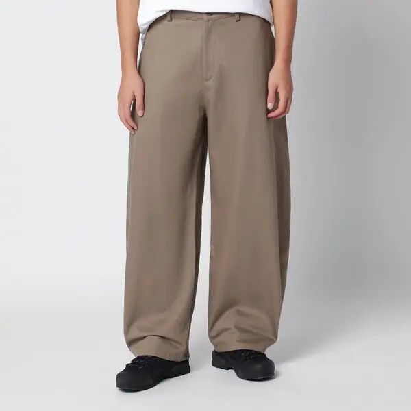 You Must Create Taupe Loose-fit Cotton Trousers