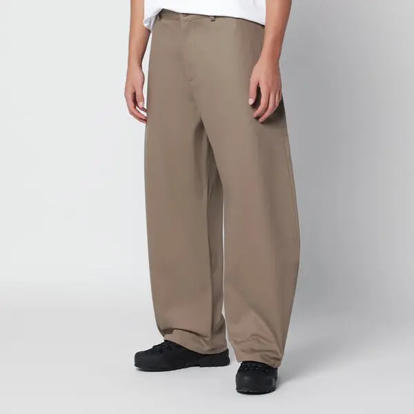 You Must Create Taupe Loose-fit Cotton Trousers