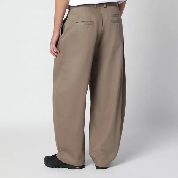 You Must Create Taupe Loose-fit Cotton Trousers