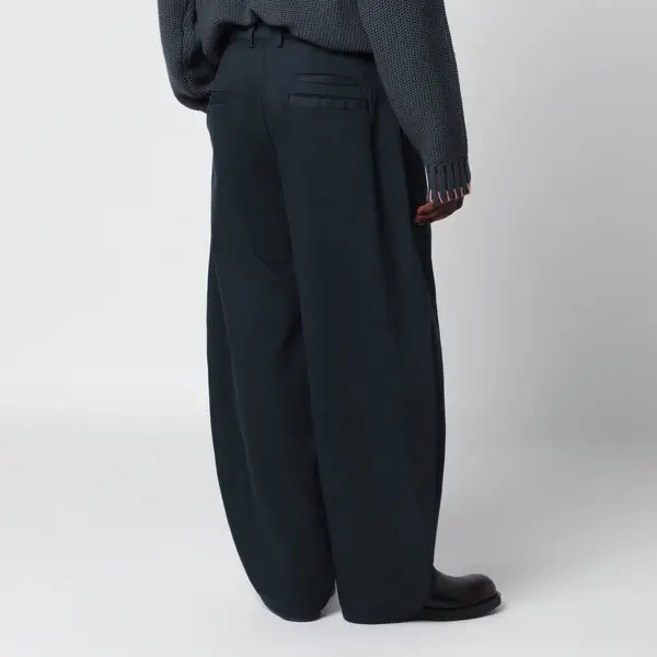 You Must Create Navy Loose-fit Cotton Trousers
